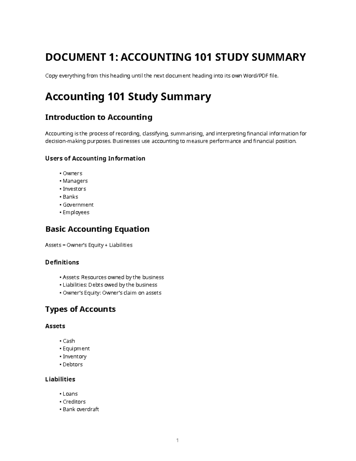 Acct 101 Final Exam Notes: Key Accounting Rules & Concepts - Studocu