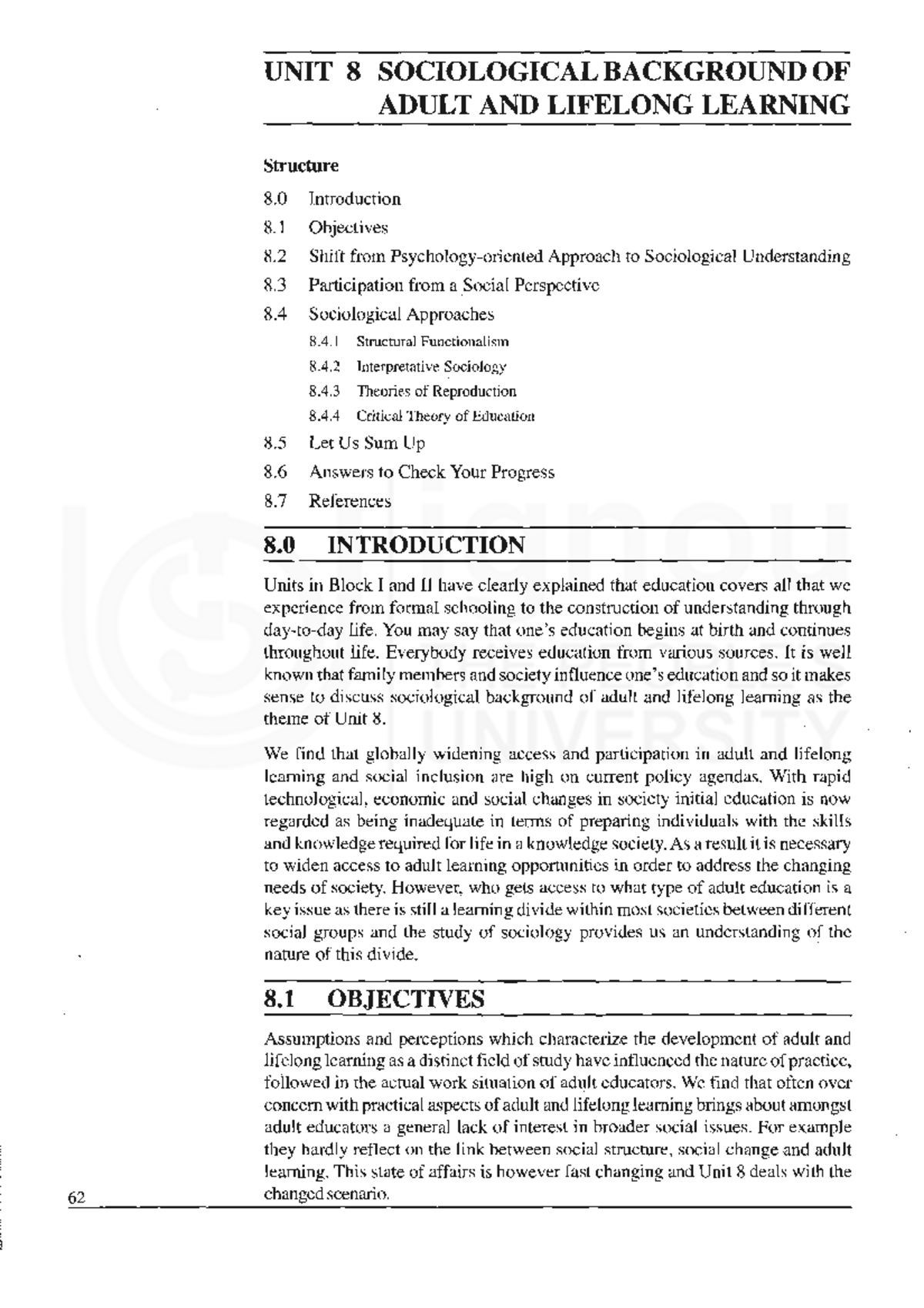 Unit 8: Sociological Perspectives on Adult & Lifelong Learning - Studocu