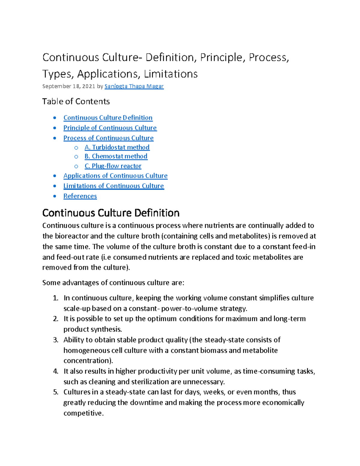 Continuous vs Fed-Batch vs Batch Culture Processes (Bio101) - Studocu