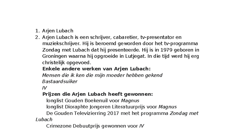 Samenvatting van Magnus door Arjen Lubach - Literatuur Niveau 3 ...