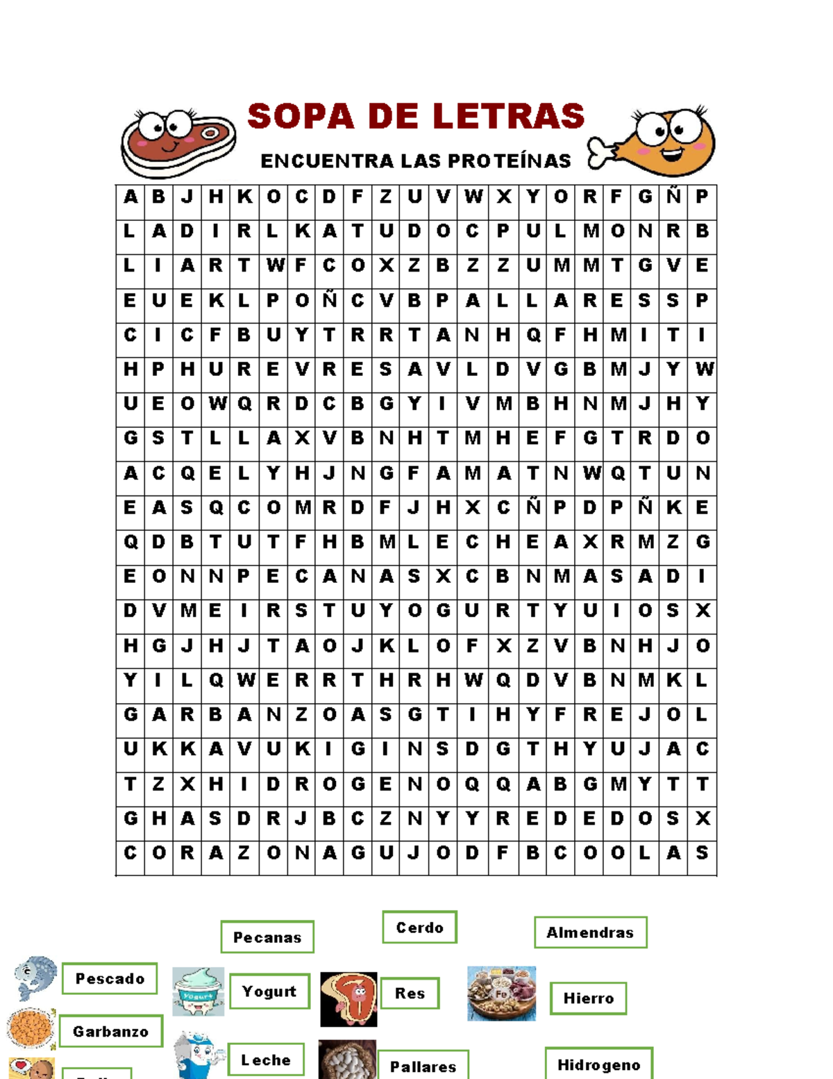SOPA DE Letras Nutri (2) (1) - SOPA DE LETRAS ENCUENTRA LAS PROTEÍNAS A B J H K O C D F Z U V W ...