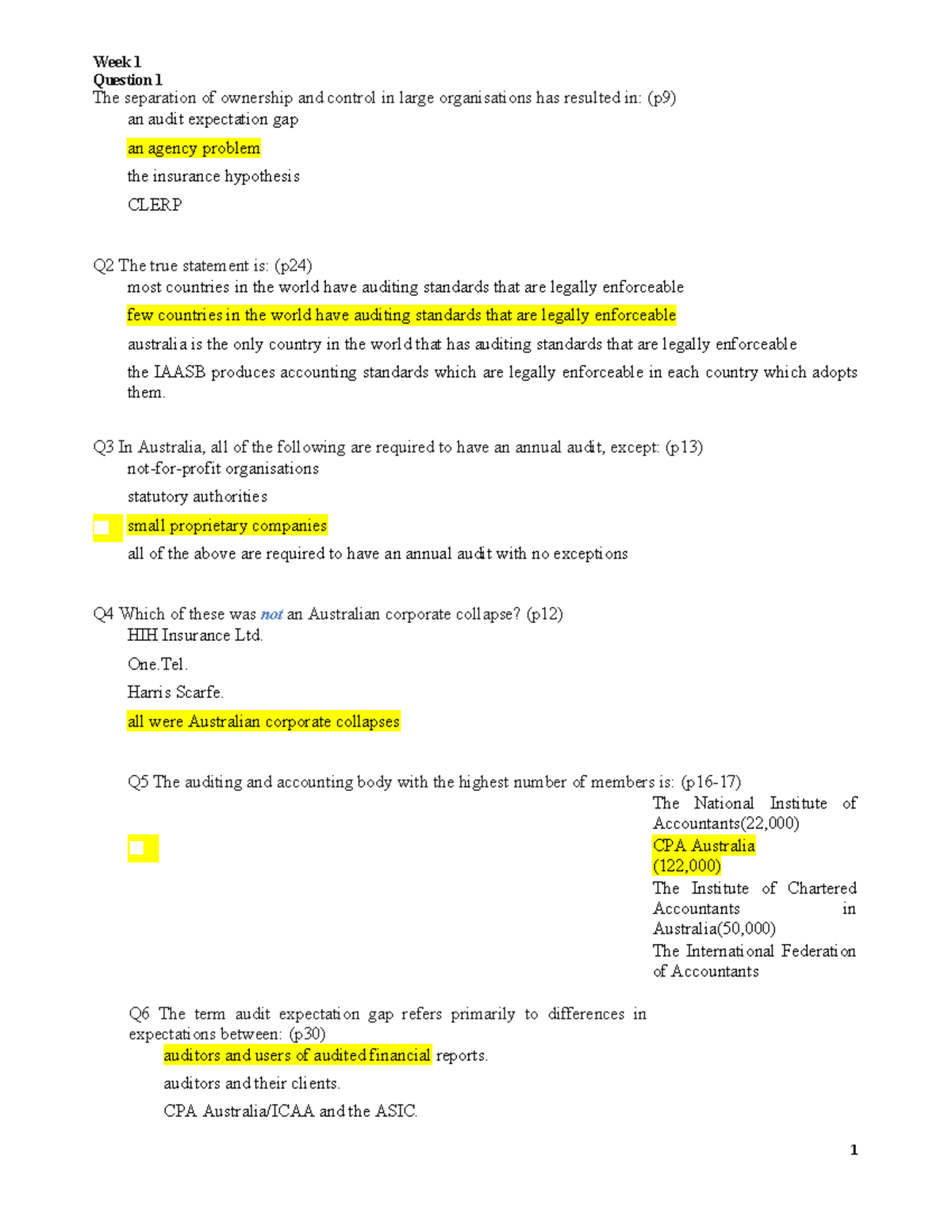Audit QUIZ - Key Resources for Test Preparation - Studocu