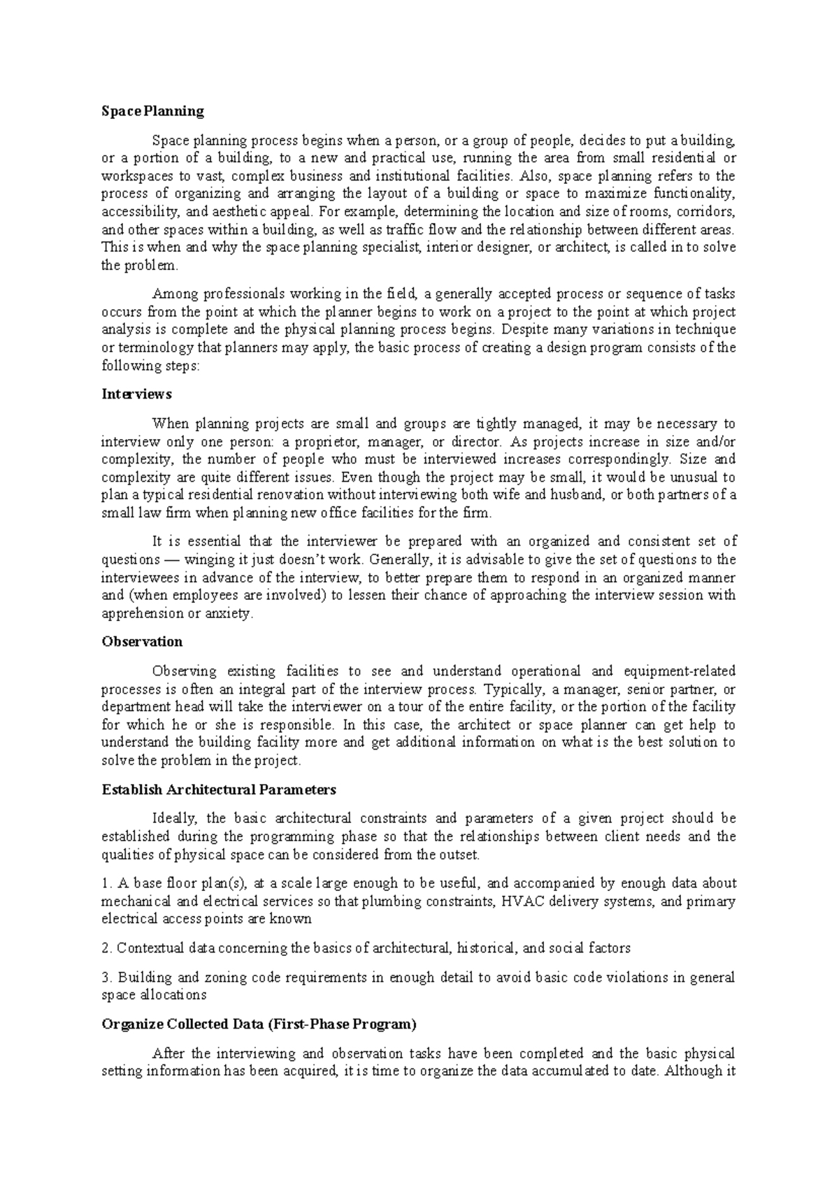 Space Planning Process: Maximizing Functionality & Aesthetics - Studocu