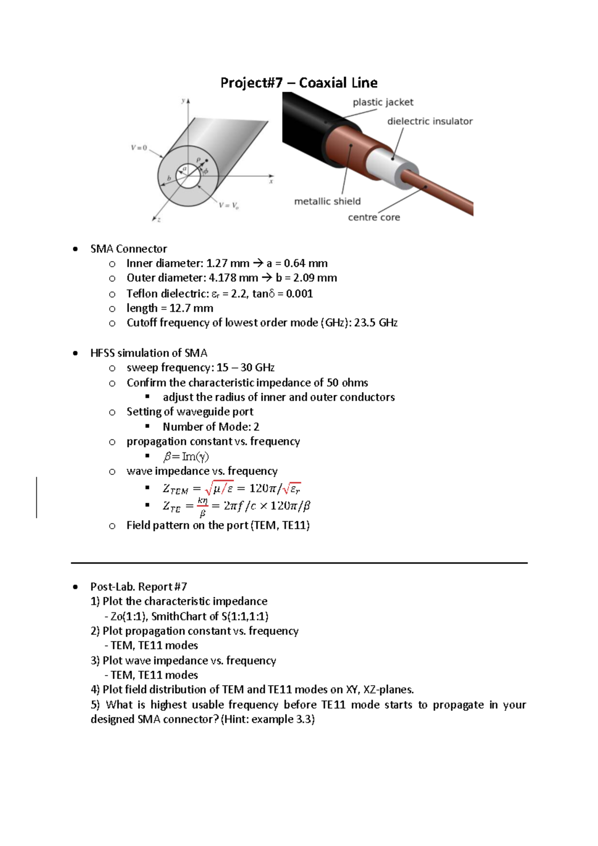 Project #7 - HFSS Simulation of SMA Connector Characteristics - Studocu