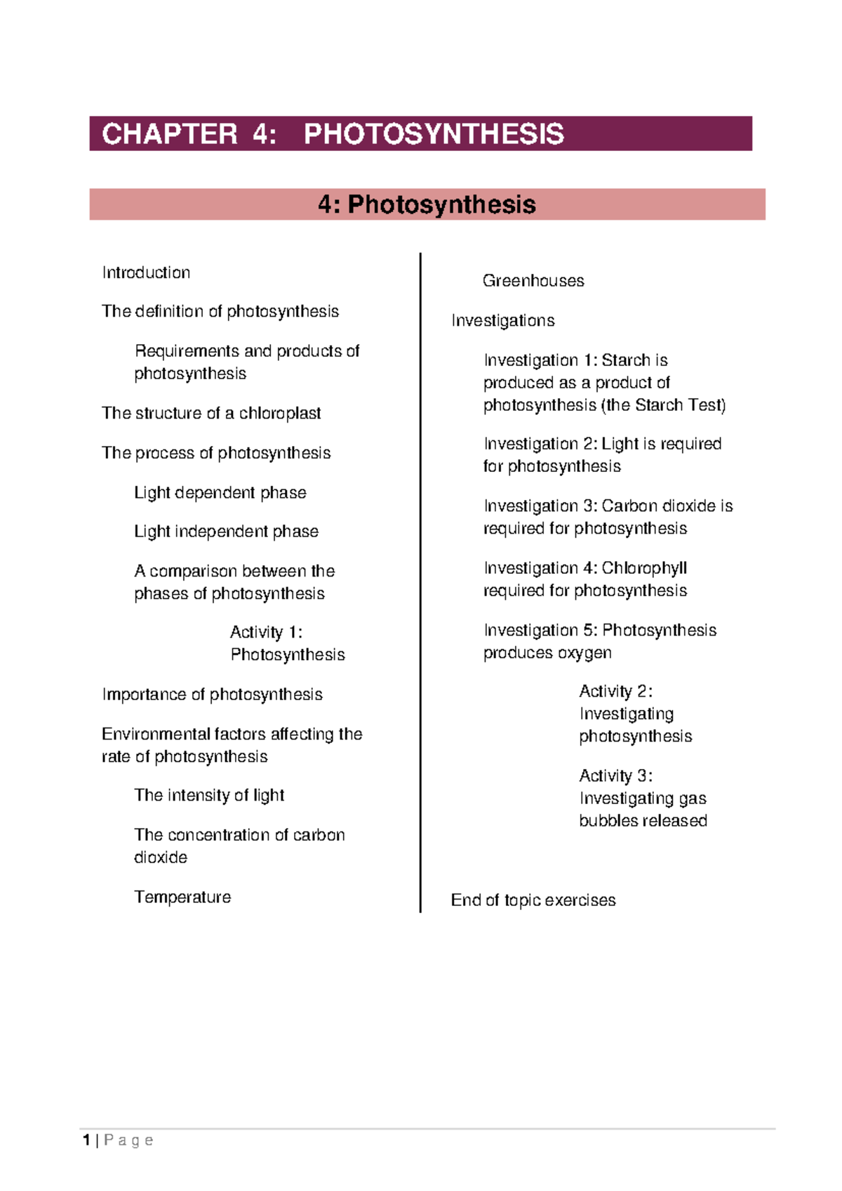 Life Sciences Grade 11 Chapter 4 Photosynthesis - CHAPTER 4 ...