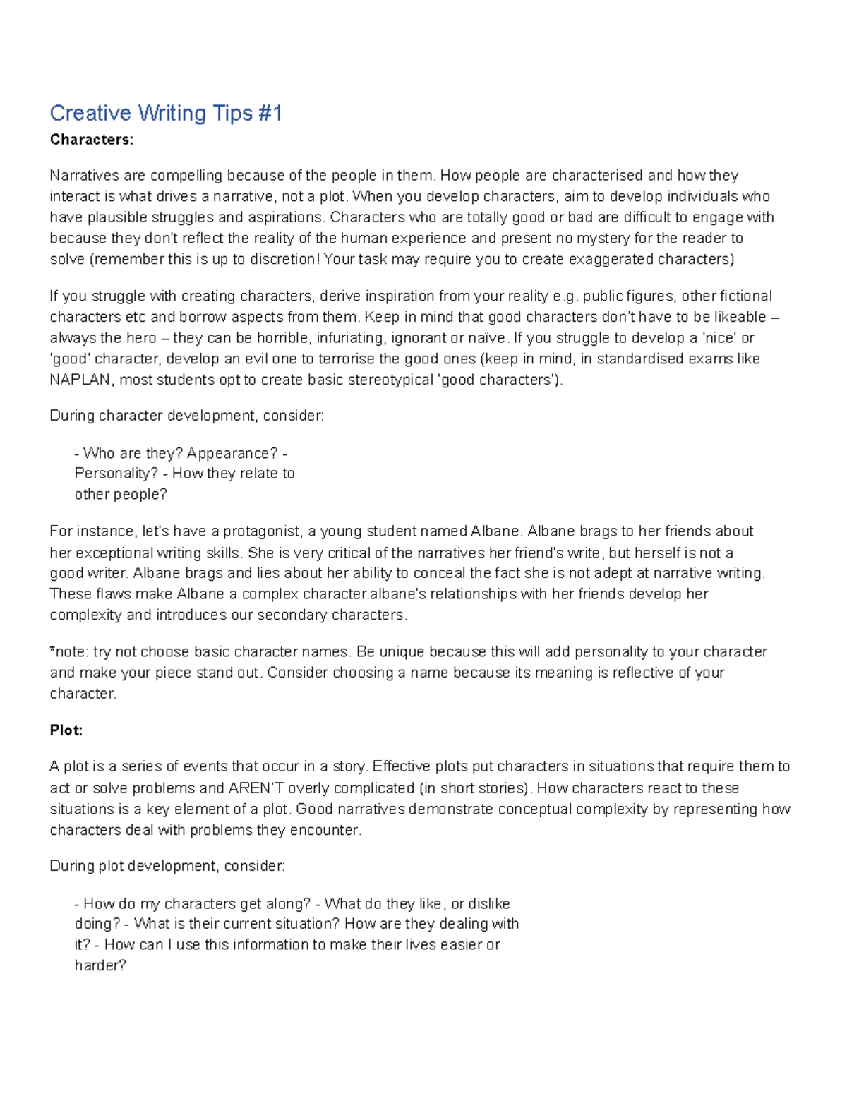 Creative Writing Tips - Summary English Literature - Creative Writing ...