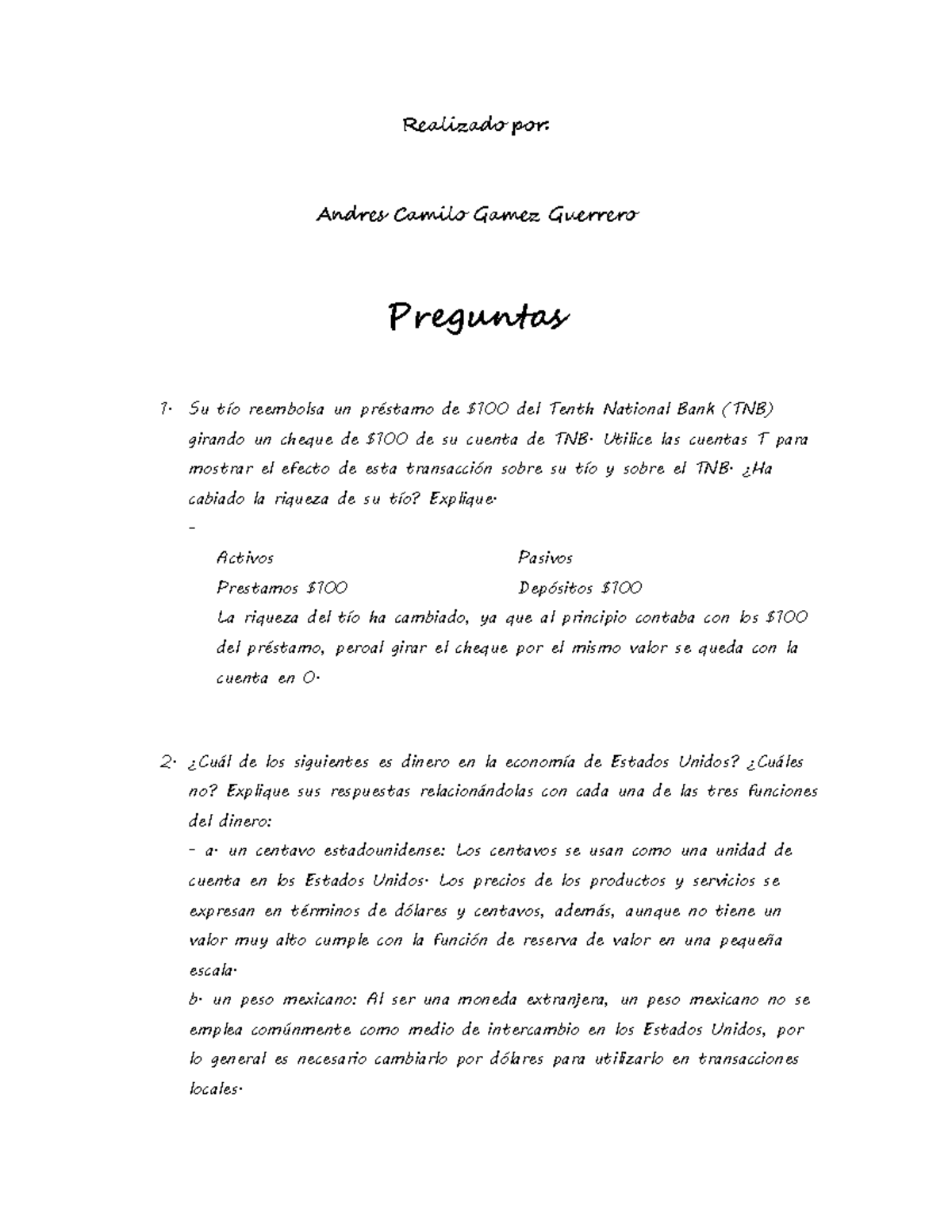 7. Sistema Monetario - Trabajo Escrito de Andres Camilo Gamez - Studocu