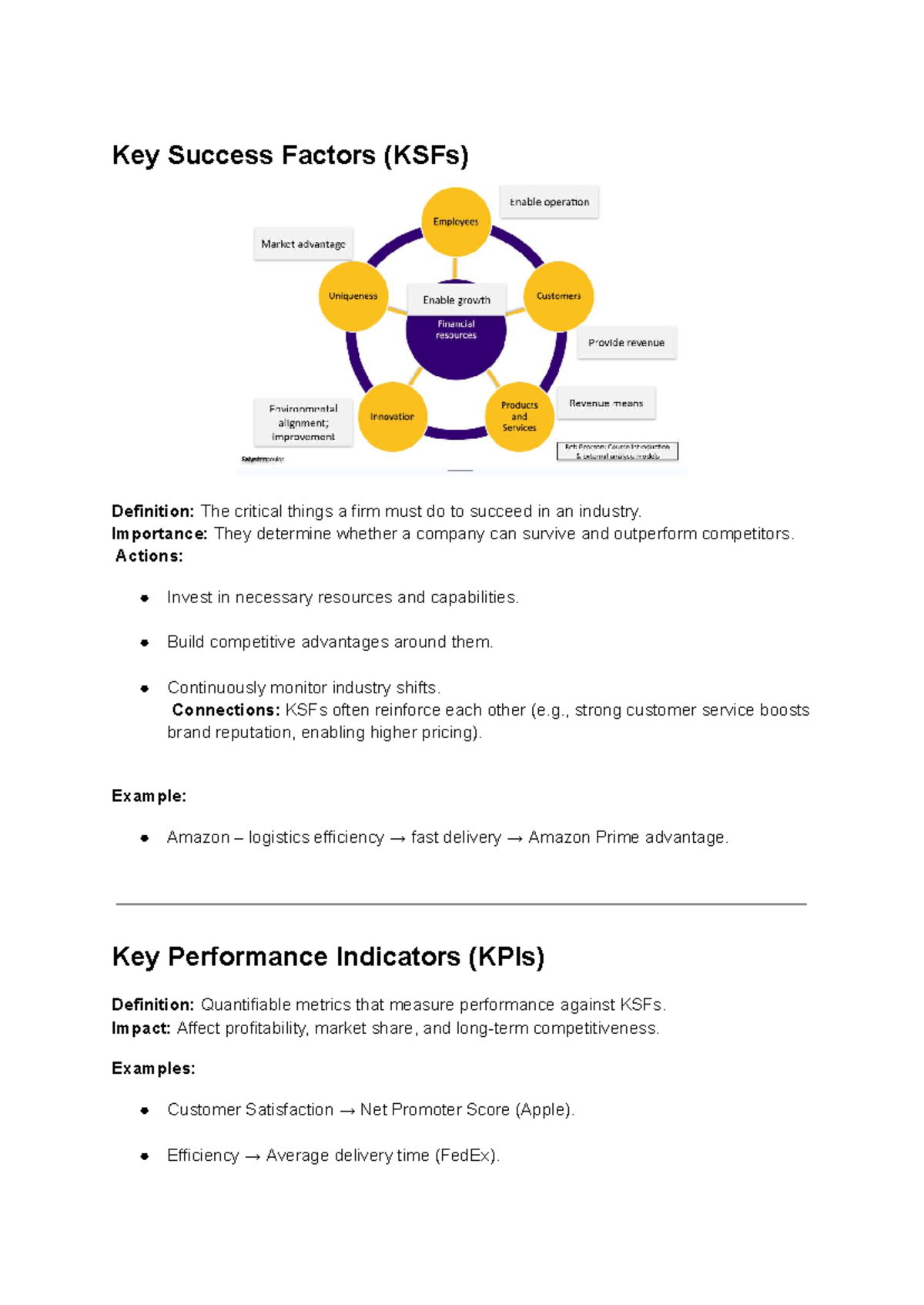BU111 Mid-Term Review: Key Success Factors & KPIs Analysis - Studocu