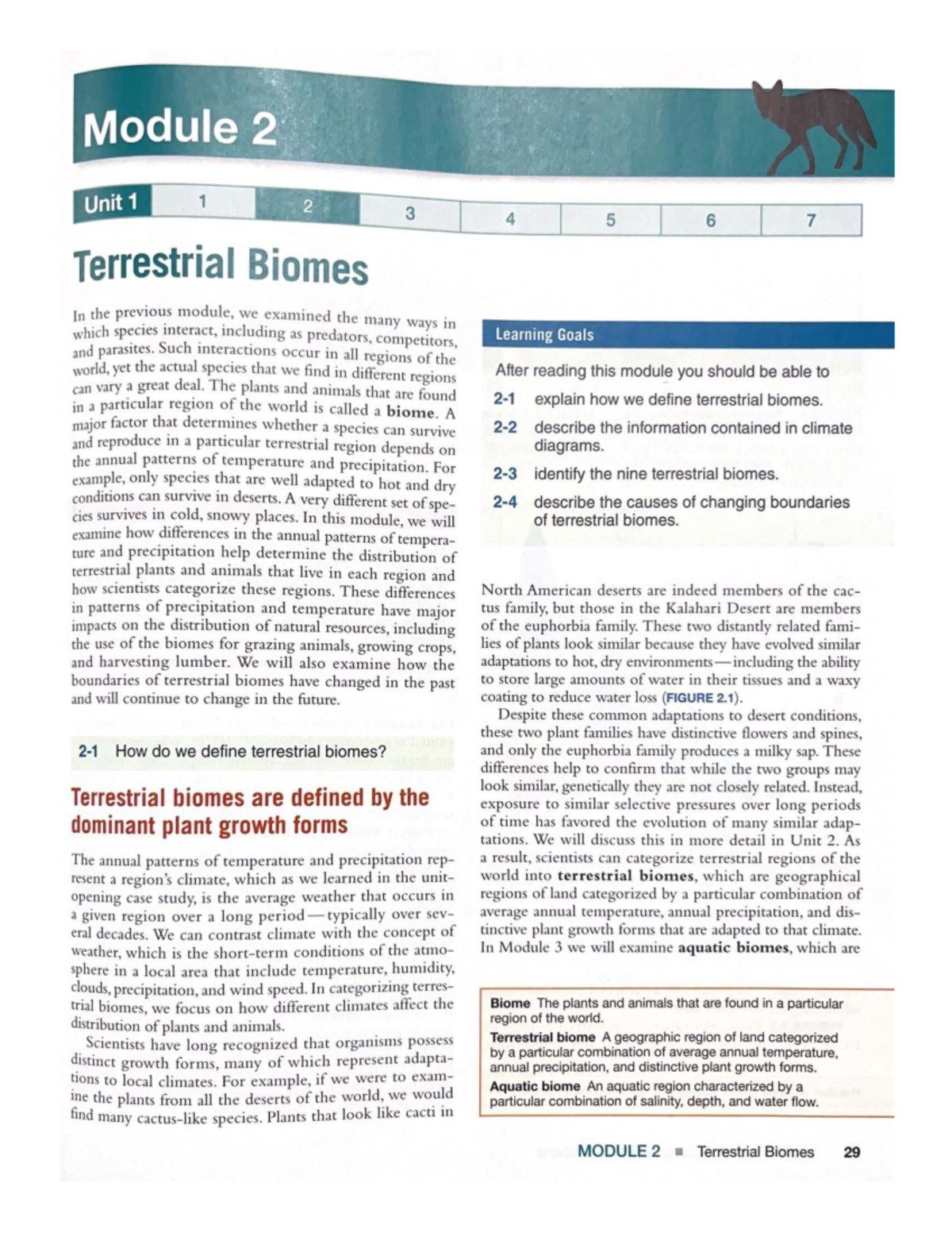 Unit 1 Module 2 Study Notes: Terrestrial Biomes Overview - Studocu