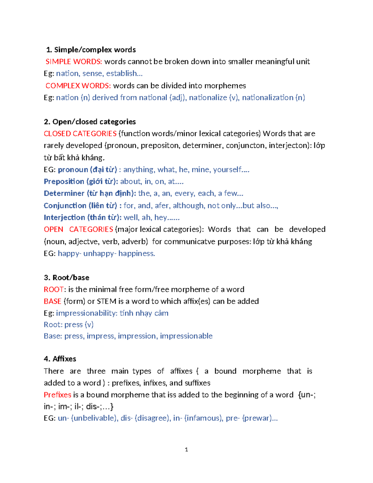 Morphology - Lecturer Le Tan Thi - 1. Simple/complex words SIMPLE WORDS: words cannot be broken ...