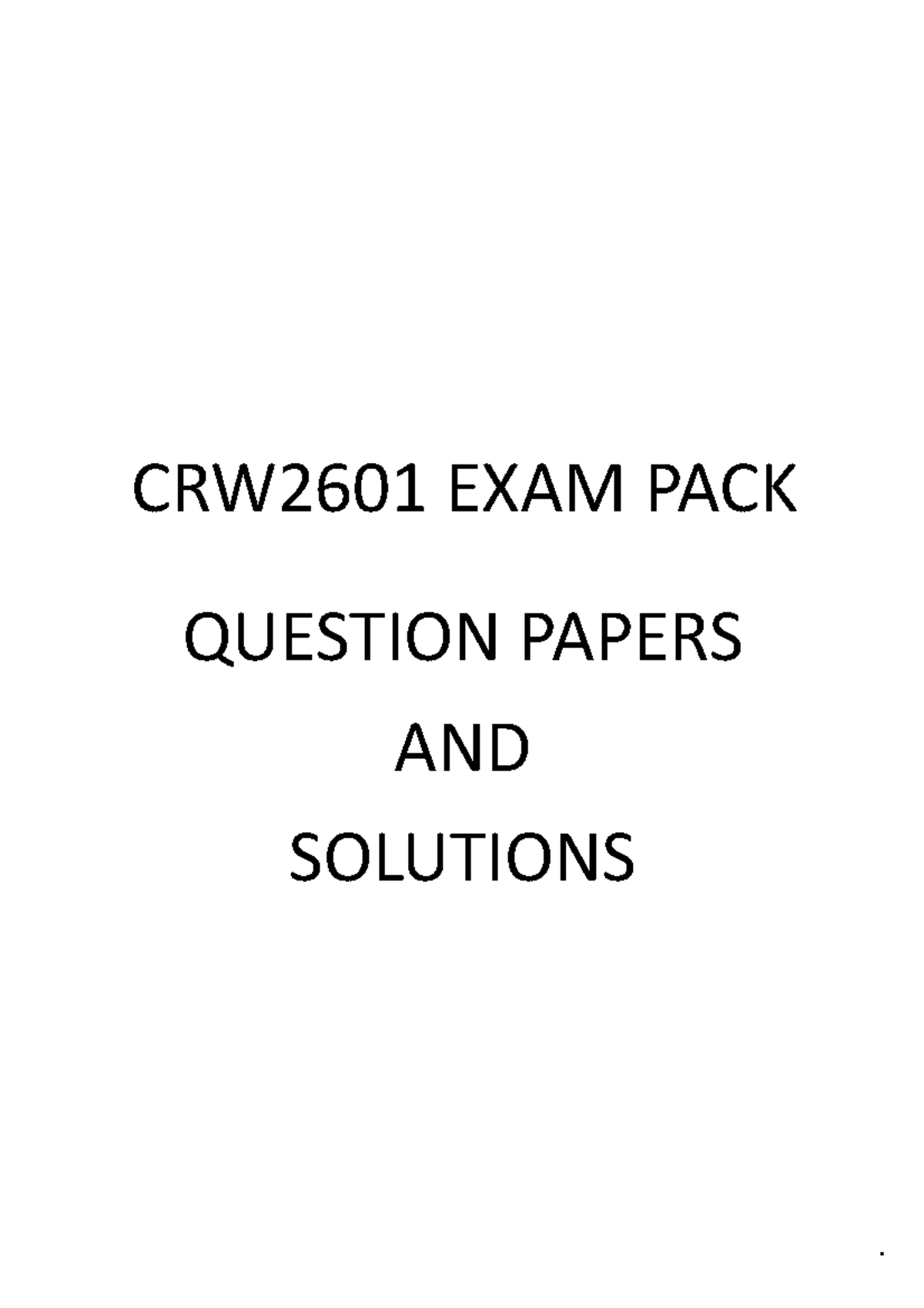 CRW2601 Exam Pack 2015: Questions and Solutions for Criminal Law - Studocu
