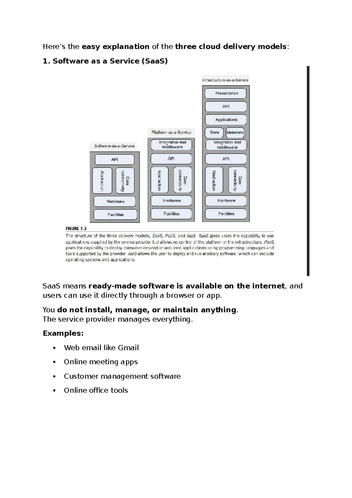 Cloud Computing Notes: Mod 1 & 2 Overview of Delivery Models - Studocu