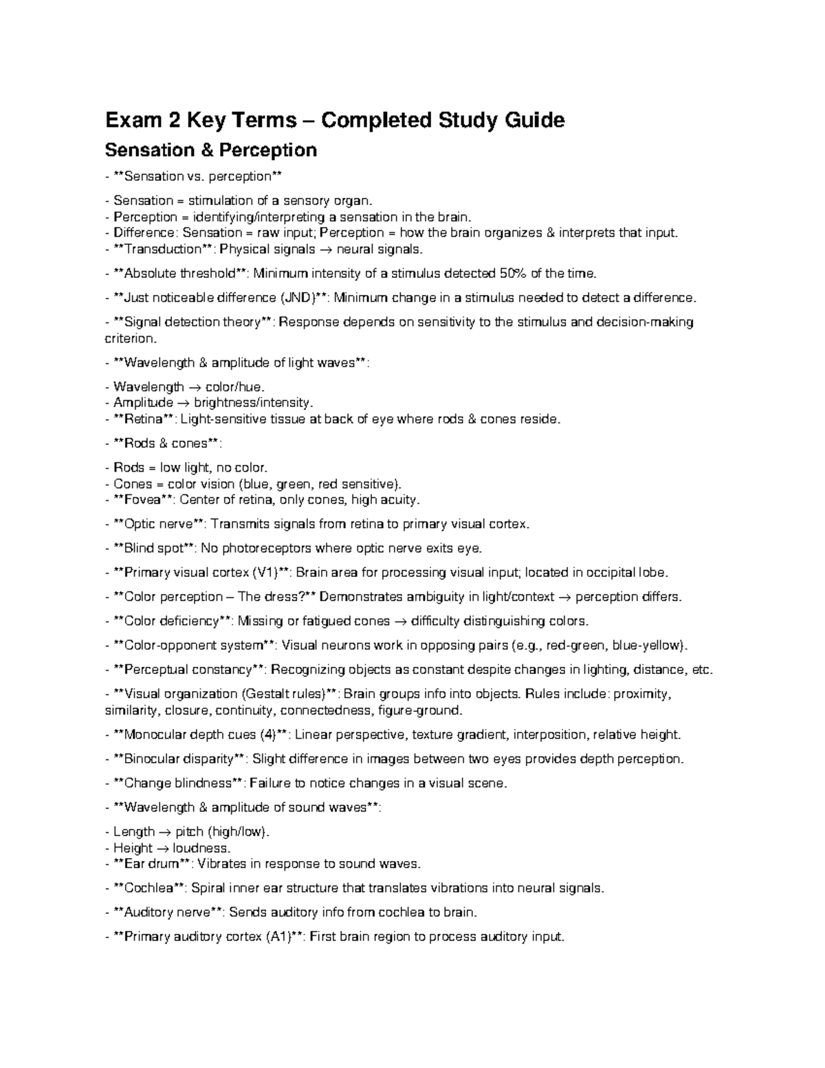 Final Exam Study Guide: Key Terms in Psychology (PSY-201) - Studocu