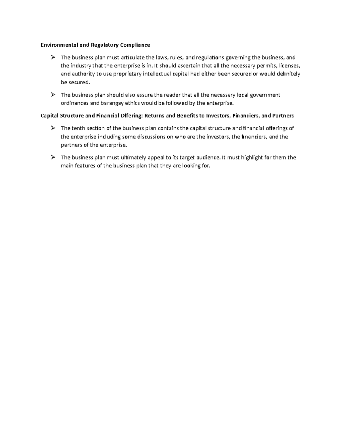 Environmental and Regulatory Compliance - It should ascertain that all ...