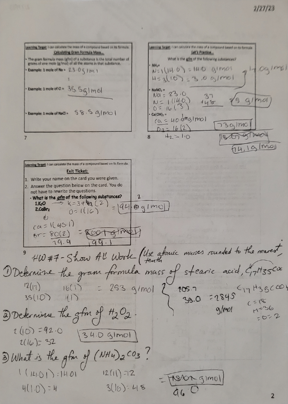 Chemistry Notes - Learning Target I can calculate the mass of compound ...