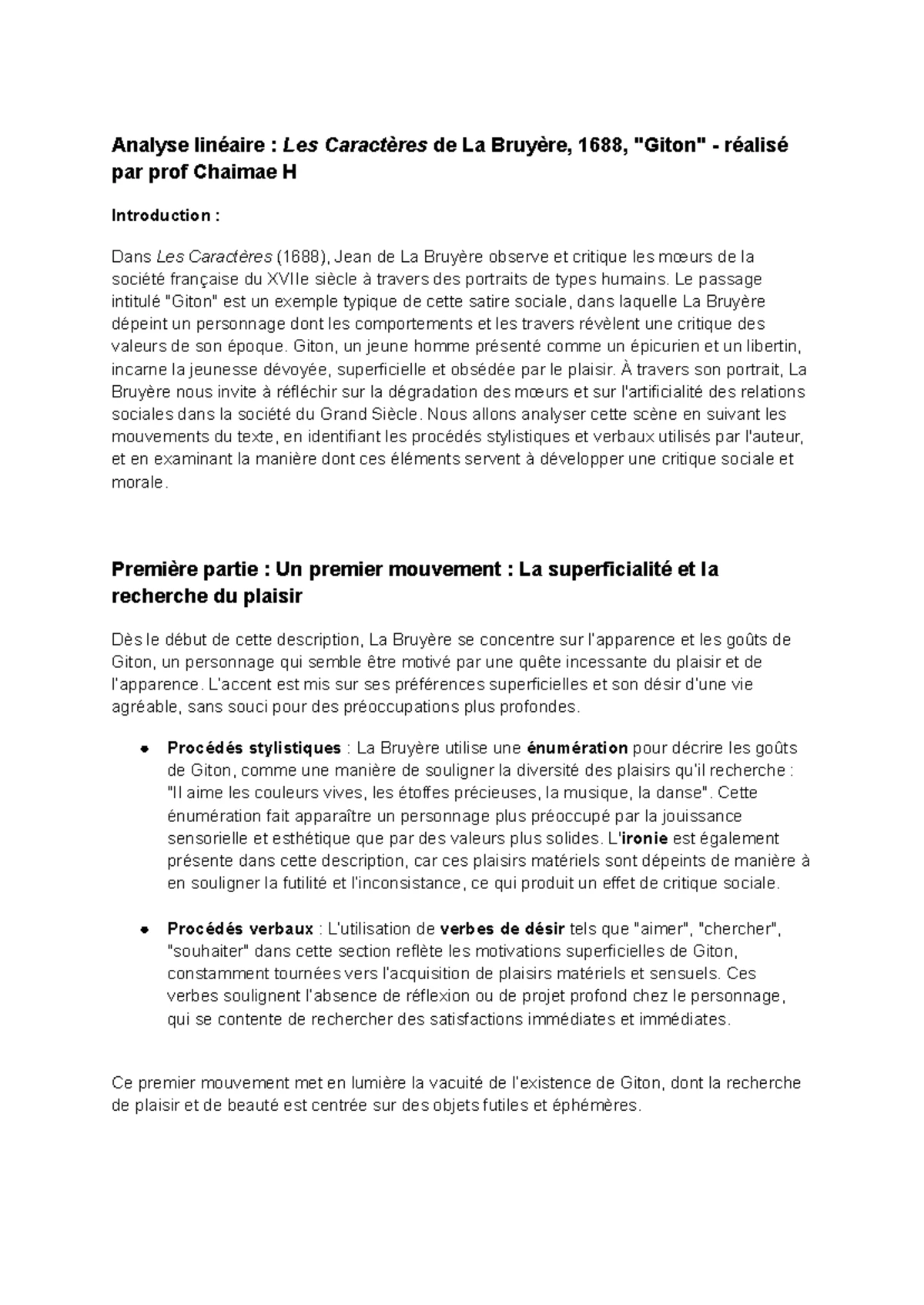 Analyse linéaire : Le Menteur de Corneille, Acte 4, Scène 3 - Prof. Chaimae-H - Studocu