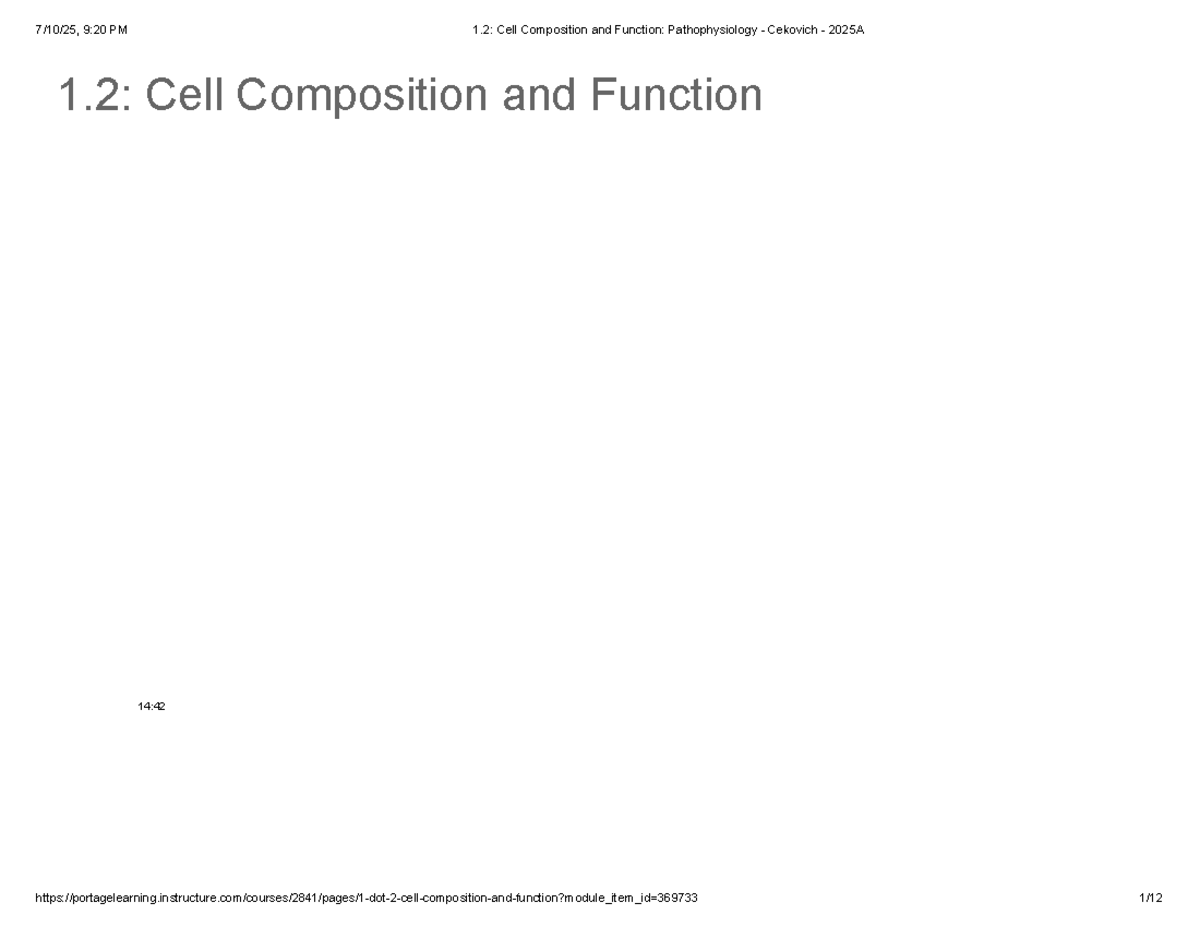 Module 1.2: Cell Composition & Function - Pathophysiology Cekovich ...