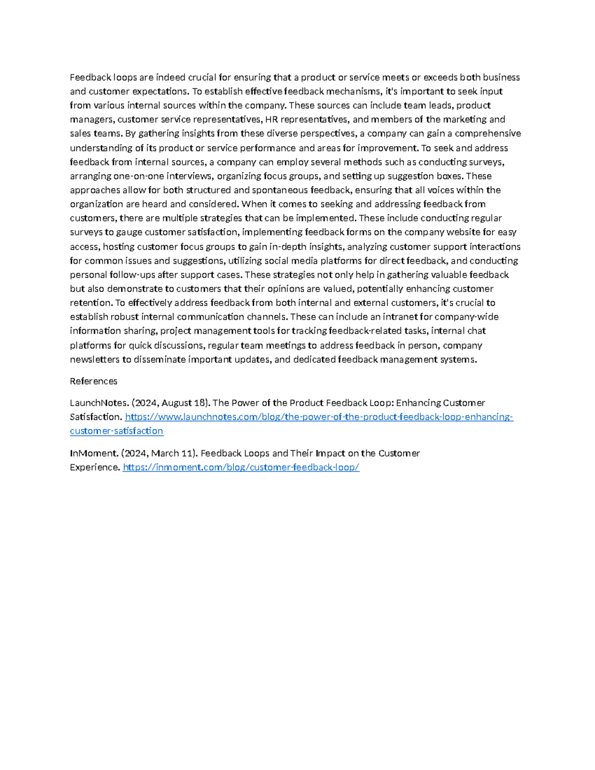 BUS-400 Module 7 Discussion: Importance of Feedback Loops in Business ...