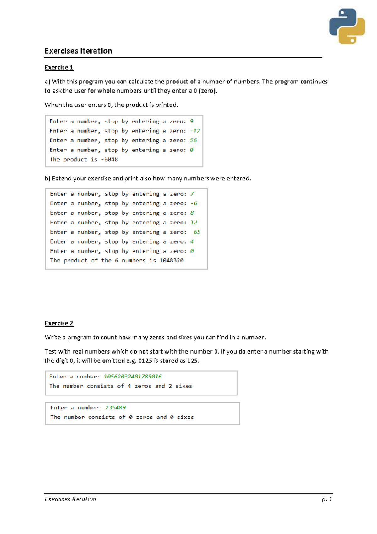 Iteration Exercises 1-9: Programming Challenges and Solutions - Studocu