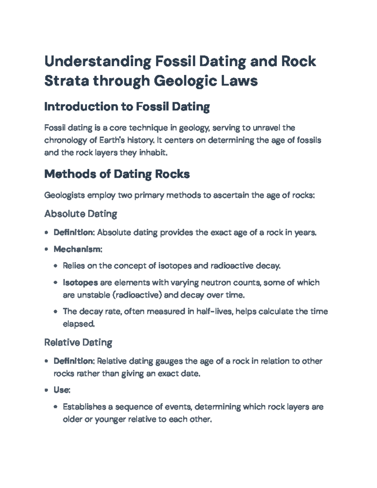 Understanding Fossil Dating and Geologic Strata: Principles and Methods ...