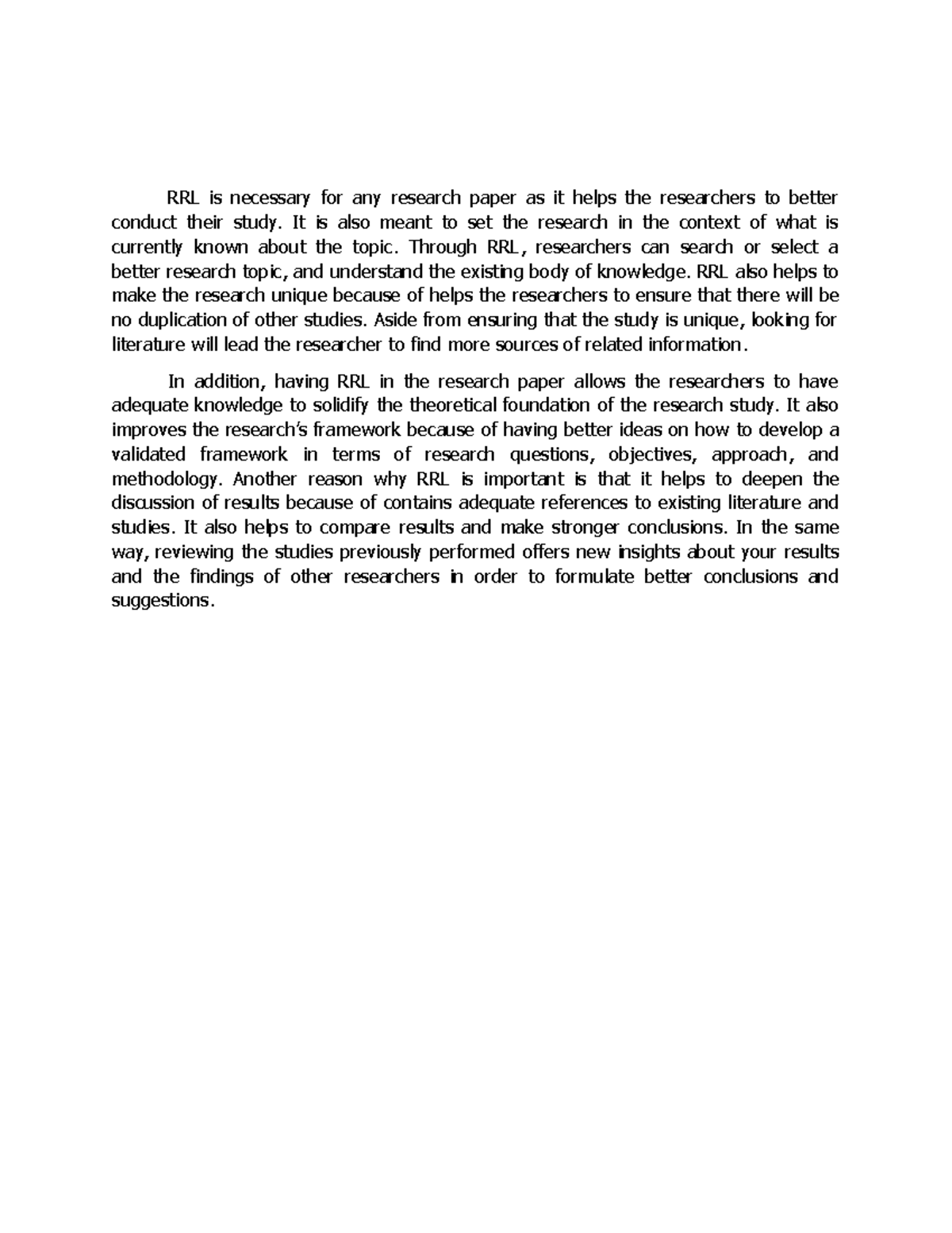 Significance of RRL in Research Paper - Research in Daily Life 2 - Studocu