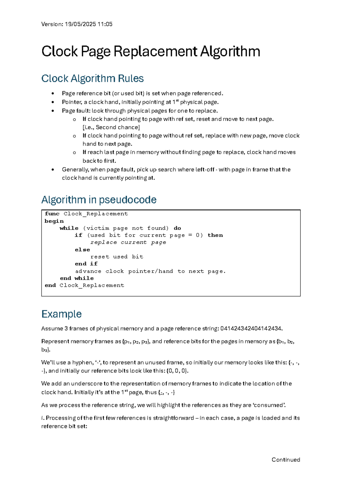 Clock Algorithm Example Notes for CS101: Page Replacement Method - Studocu
