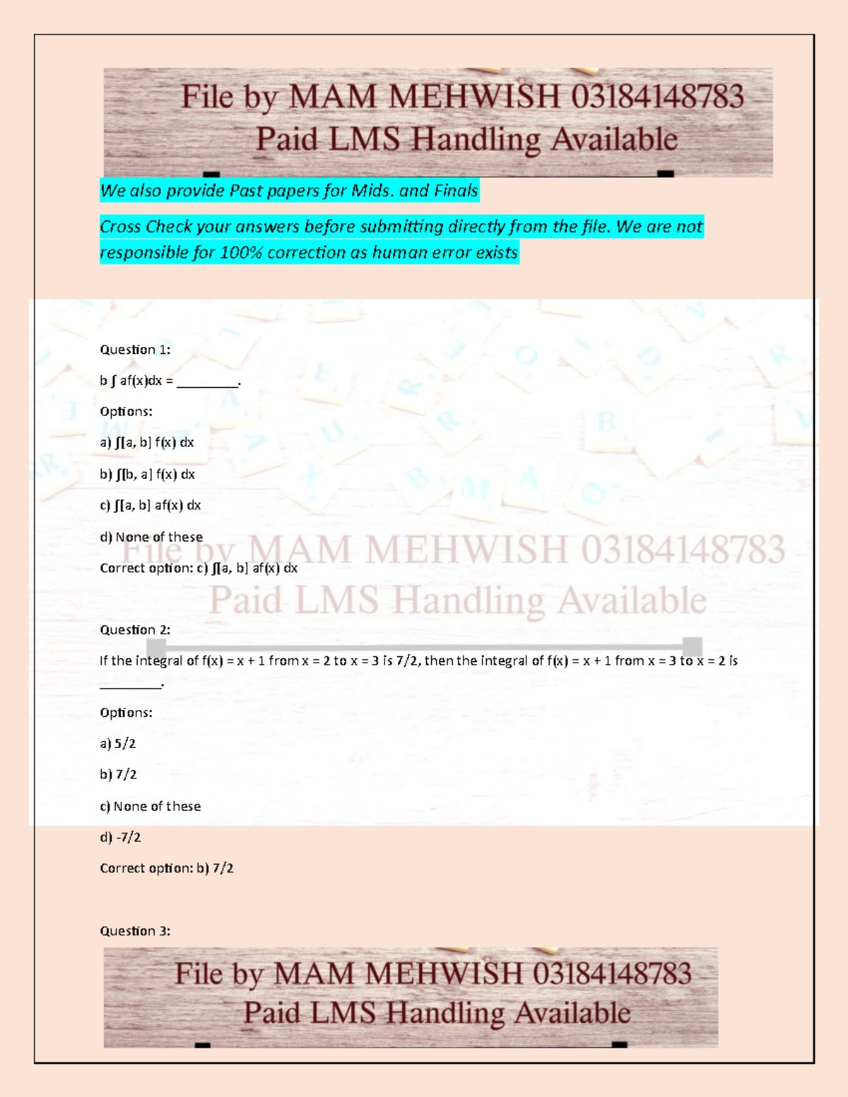 MTH101 Quiz 2: Past Papers & Solutions for Finals by MISS Mehwish - Studocu