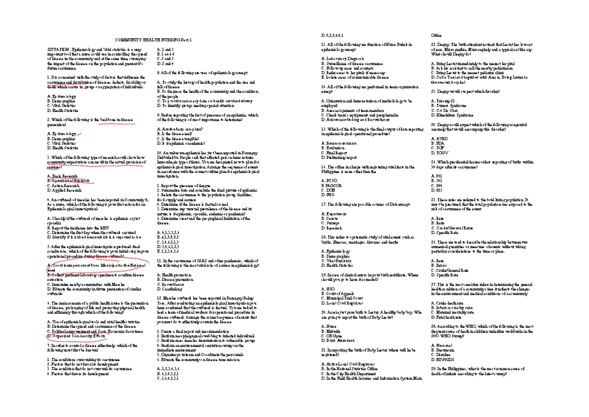 Community Health Nursing (CHN) Exam Reviewer: Epidemiology and Vital ...