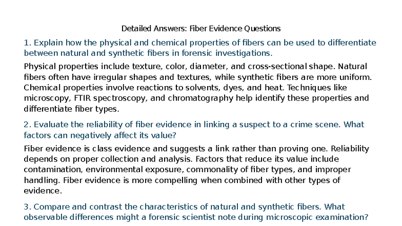 Fiber Evidence Review: Forensic Analysis of Natural vs. Synthetic ...