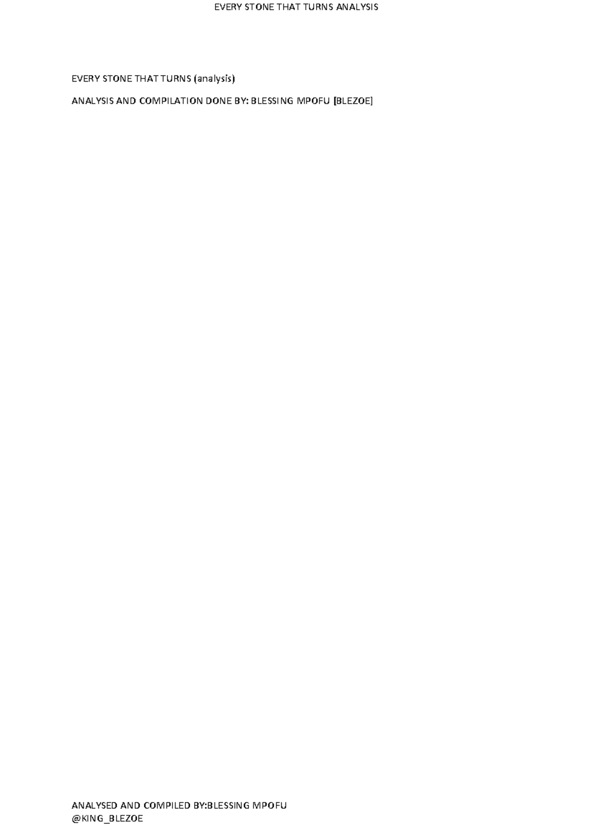 Analysis of Every Stone That Turns Poem: Themes and Symbolism - Studocu