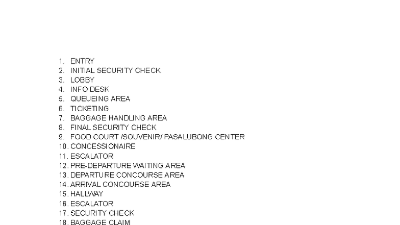 Domestic Airport Floor Plan Components: Security & Facilities Overview ...