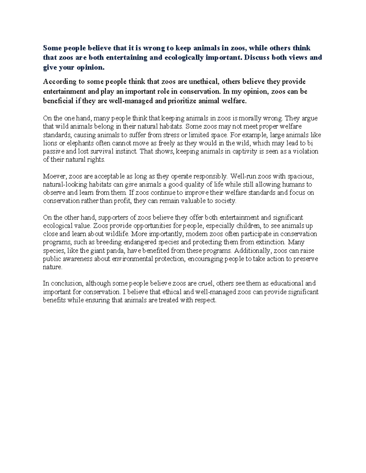 Ethical Considerations of Zoos: Balancing Entertainment and ...