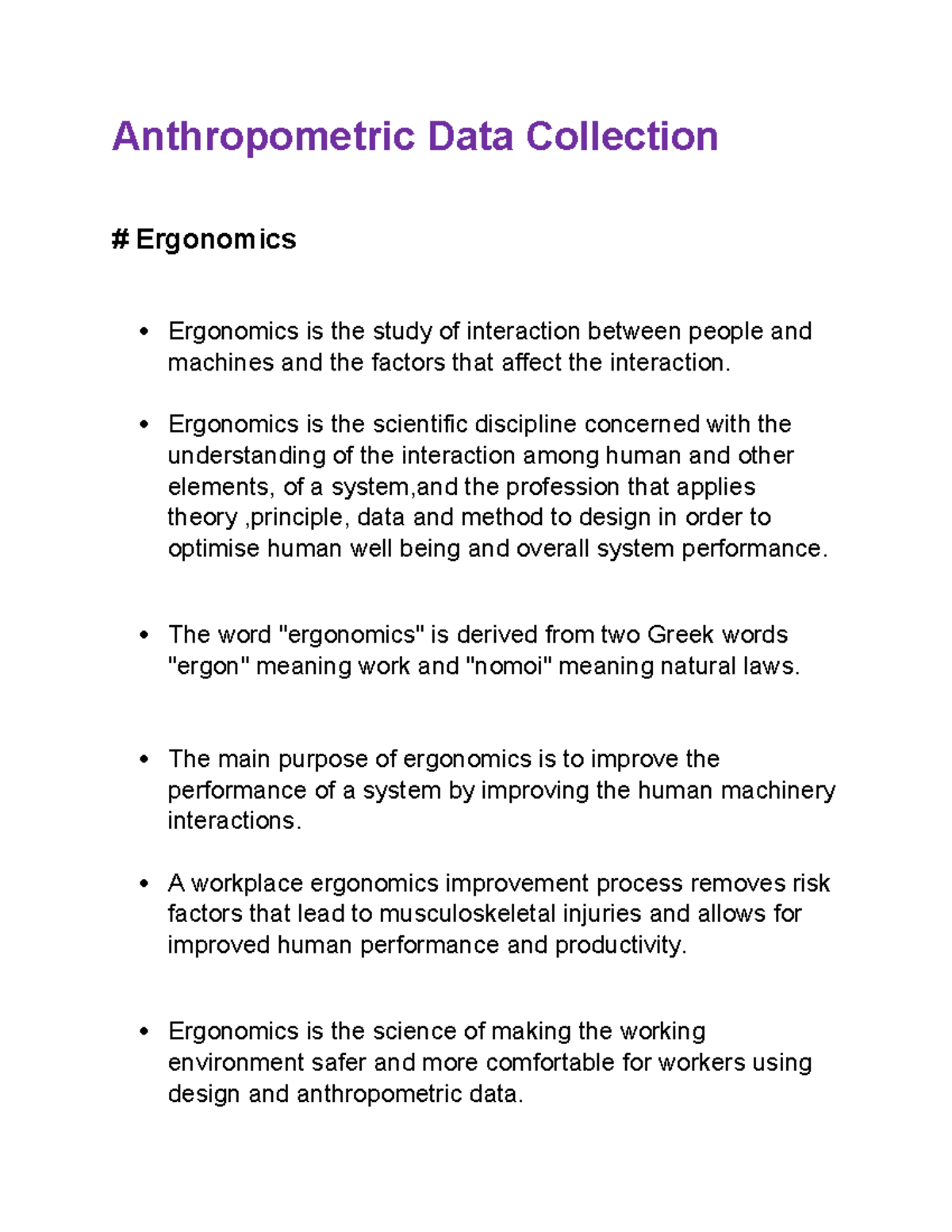 Anthropometric data collection by DZ - Anthropometric Data Collection ...