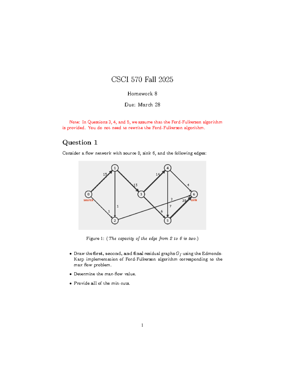 notesagfagasgfdrsags - CSCI 570 Fall 2025 Homework 8 Due: March 28 Note ...