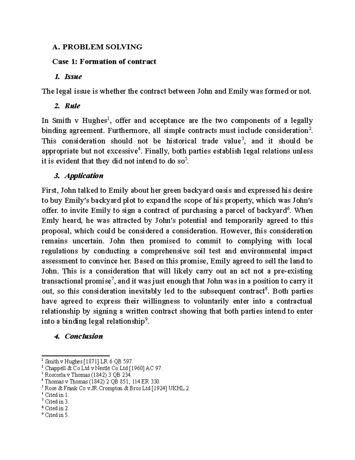 M0124-VN-507 Business Law A3- 2000 w - A. PROBLEM SOLVING Case 1: Formation of contract 1. Issue ...