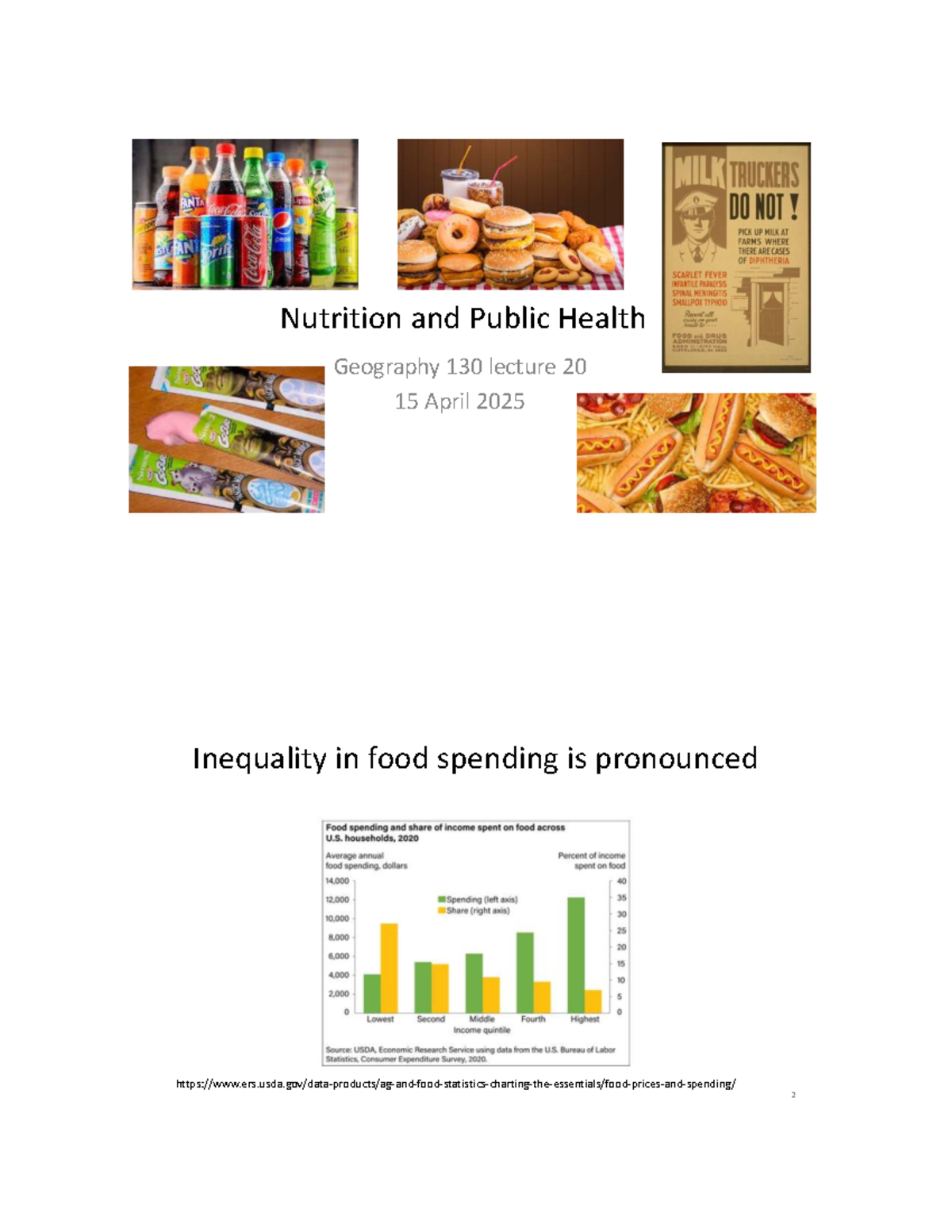 Geog 130 Nutrition and Public Health Lecture 20: Food Inequality ...