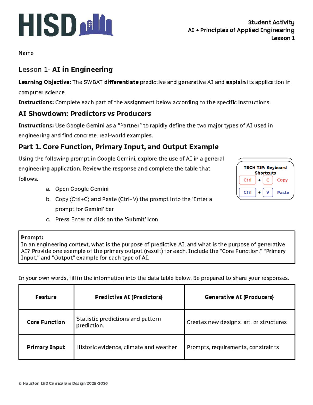 AI Principles of Applied Engineering (PAE) Lesson 1: Predictive vs ...