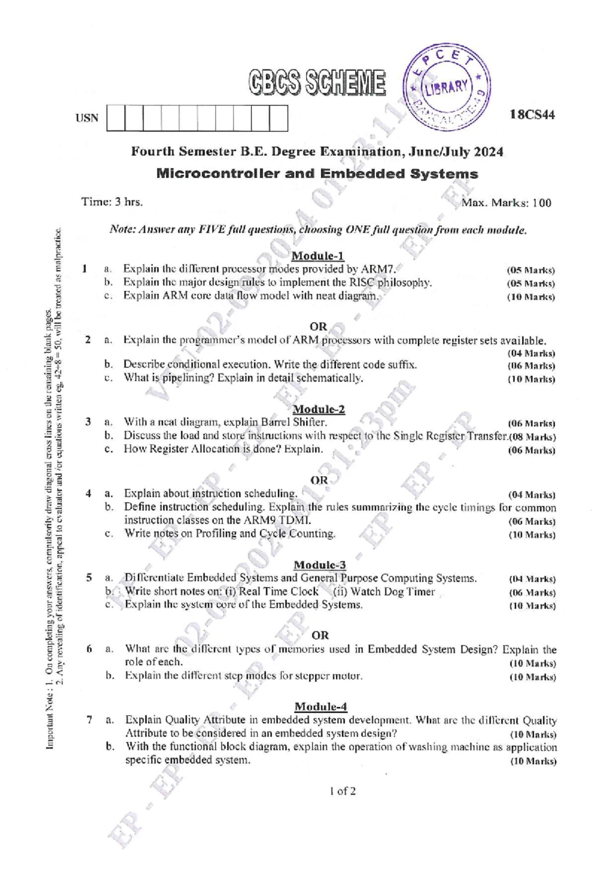 18CS43 Fourth Semester B.E. Operating Systems Exam Notes - June 2024 ...