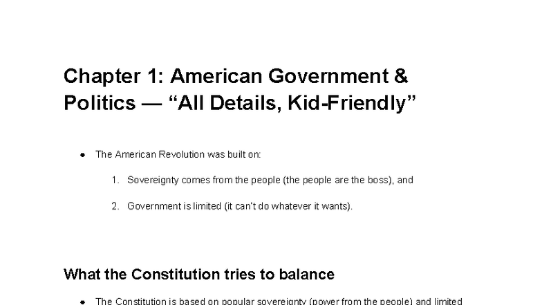 AP US Government & Politics Chapter 1: Foundations of American ...