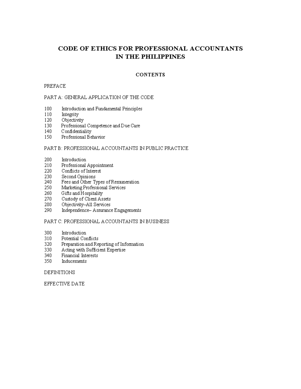 Code of Ethics for Professional Accountants in the Philippines ...