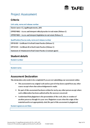 Bsbcrt 311 AE Pro2of3 - Project Assessment Criteria Unit code and name BSBCRT311 - Apply ...