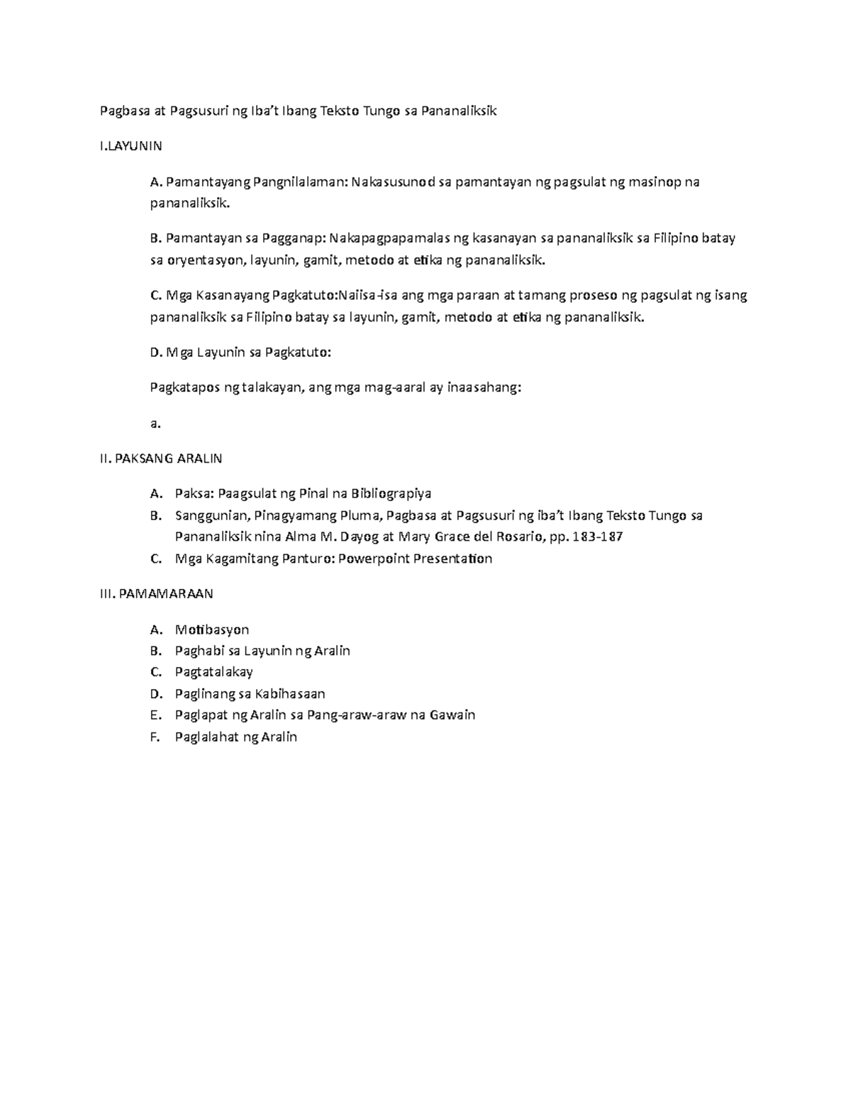 Lesson Plan in Pagbasa at Pagsusuri sa Tekstong Pilipino - Pagbasa at ... Lesson Plan in Pagbasa at Pagsusuri sa Tekstong Pilipino - Pagbasa at ...