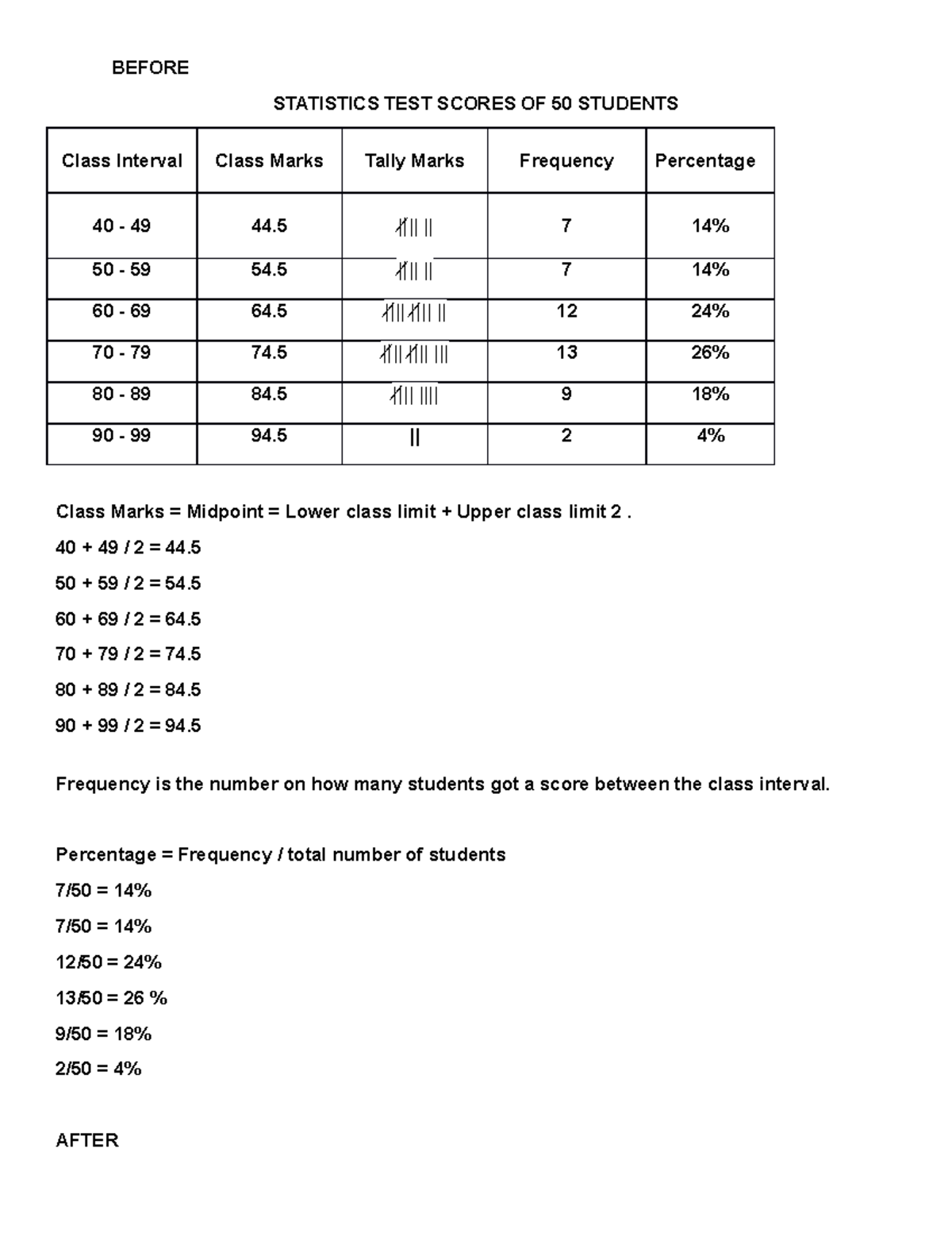 Statistics 50 Students Test Scores Analysis - Studocu