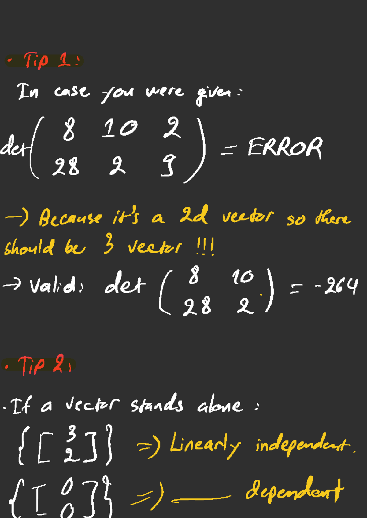 2x2 Matrix Notes: Linear Independence & Gaussian Elimination - Studocu