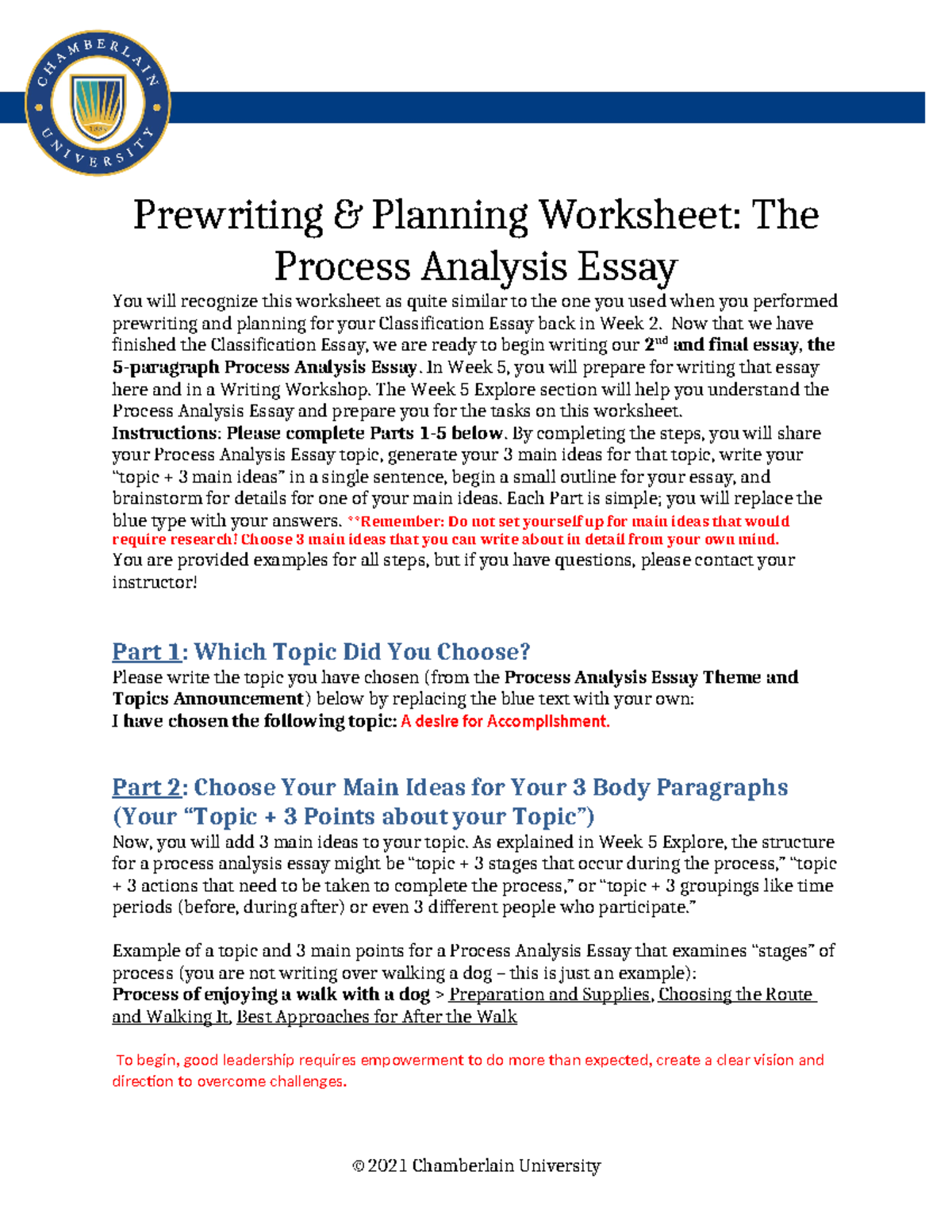 Process Analysis Essay Prewriting & Planning Guide (ENG-101) - Studocu