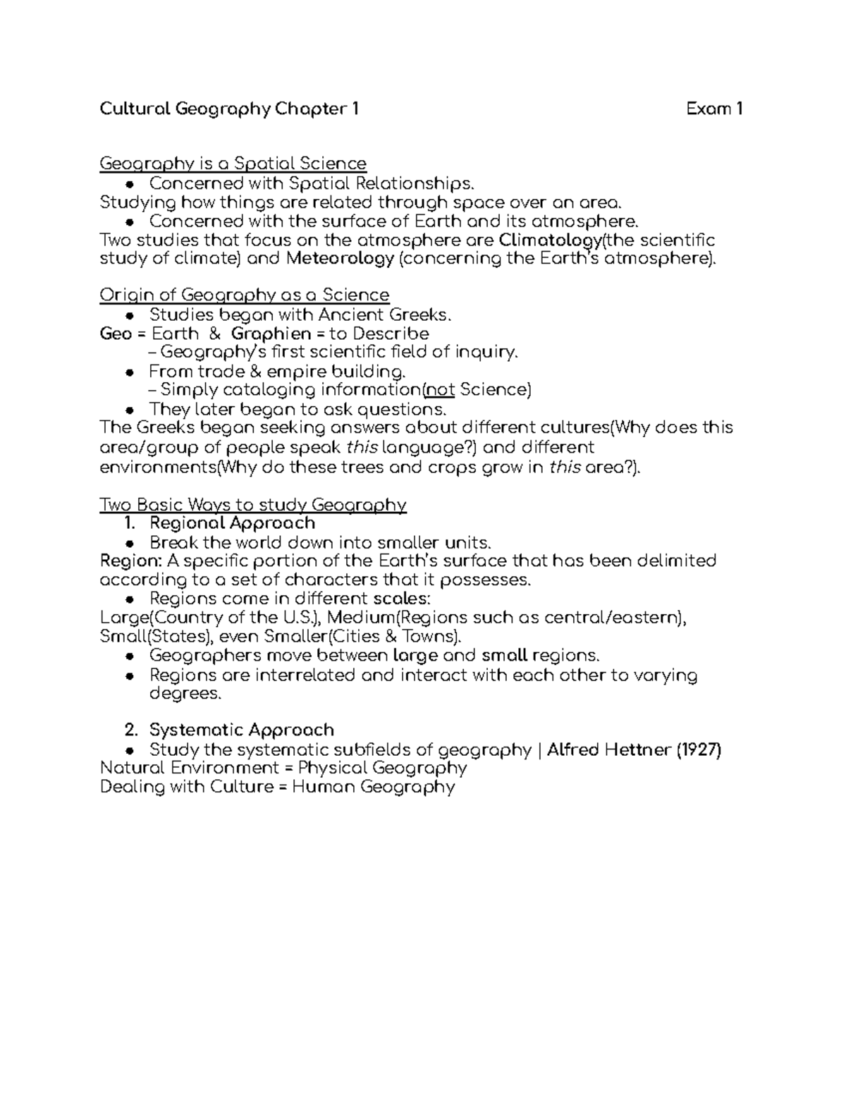 Cultural Geography Exam 1: Understanding Spatial Relationships - Studocu