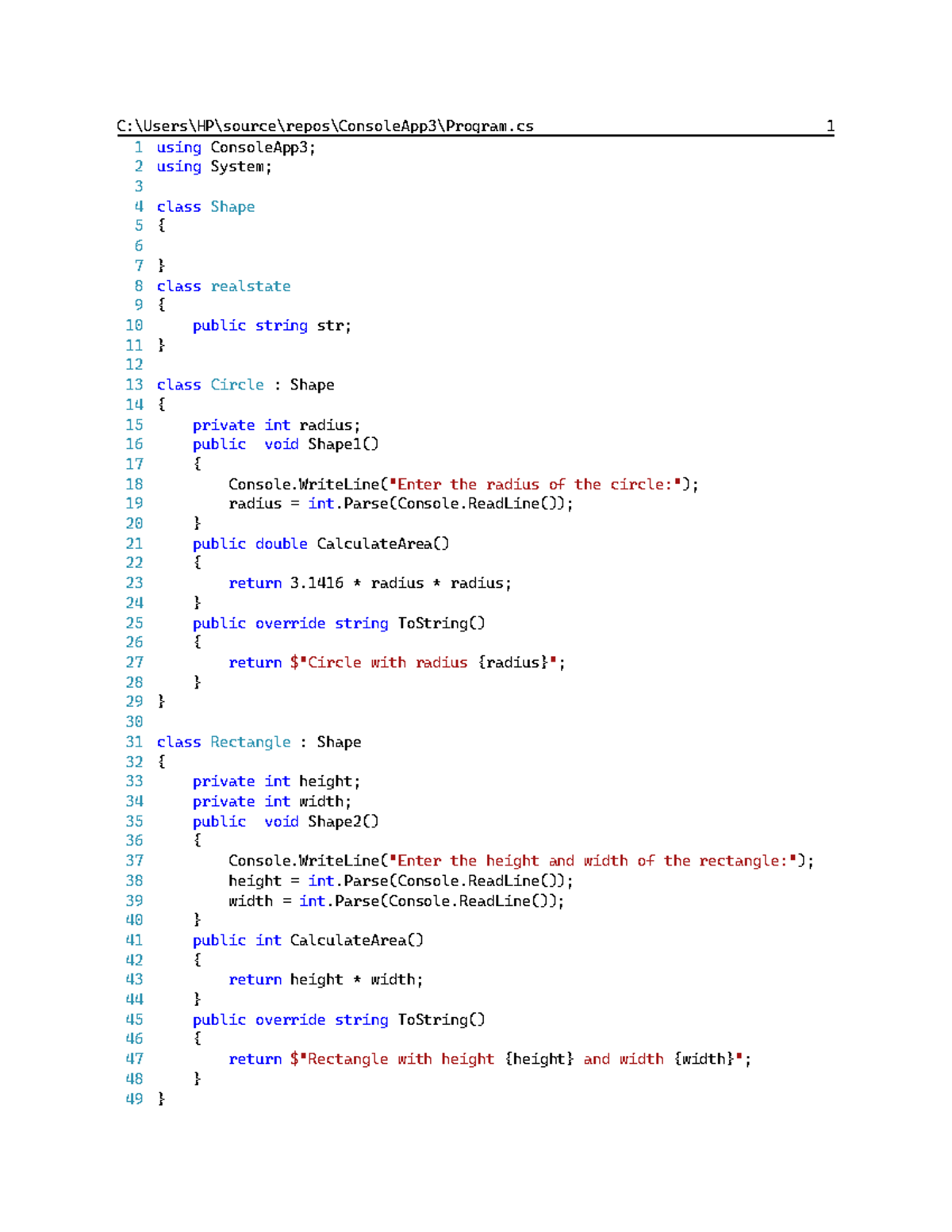Lab 5 - OOP Code Implementation for Shapes and Real Estate - Studocu