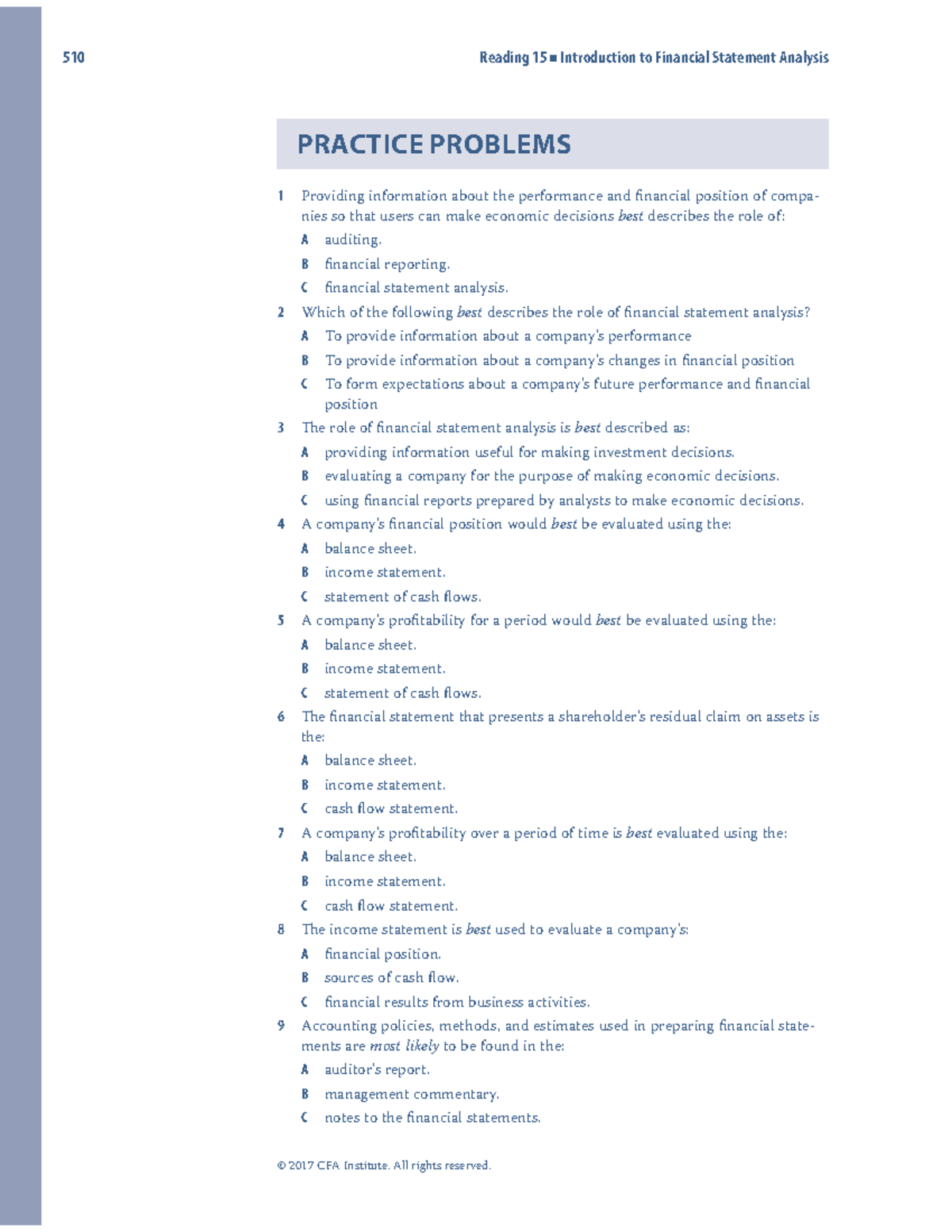 Practice Questions for FSA Reading 511-114 - Studocu