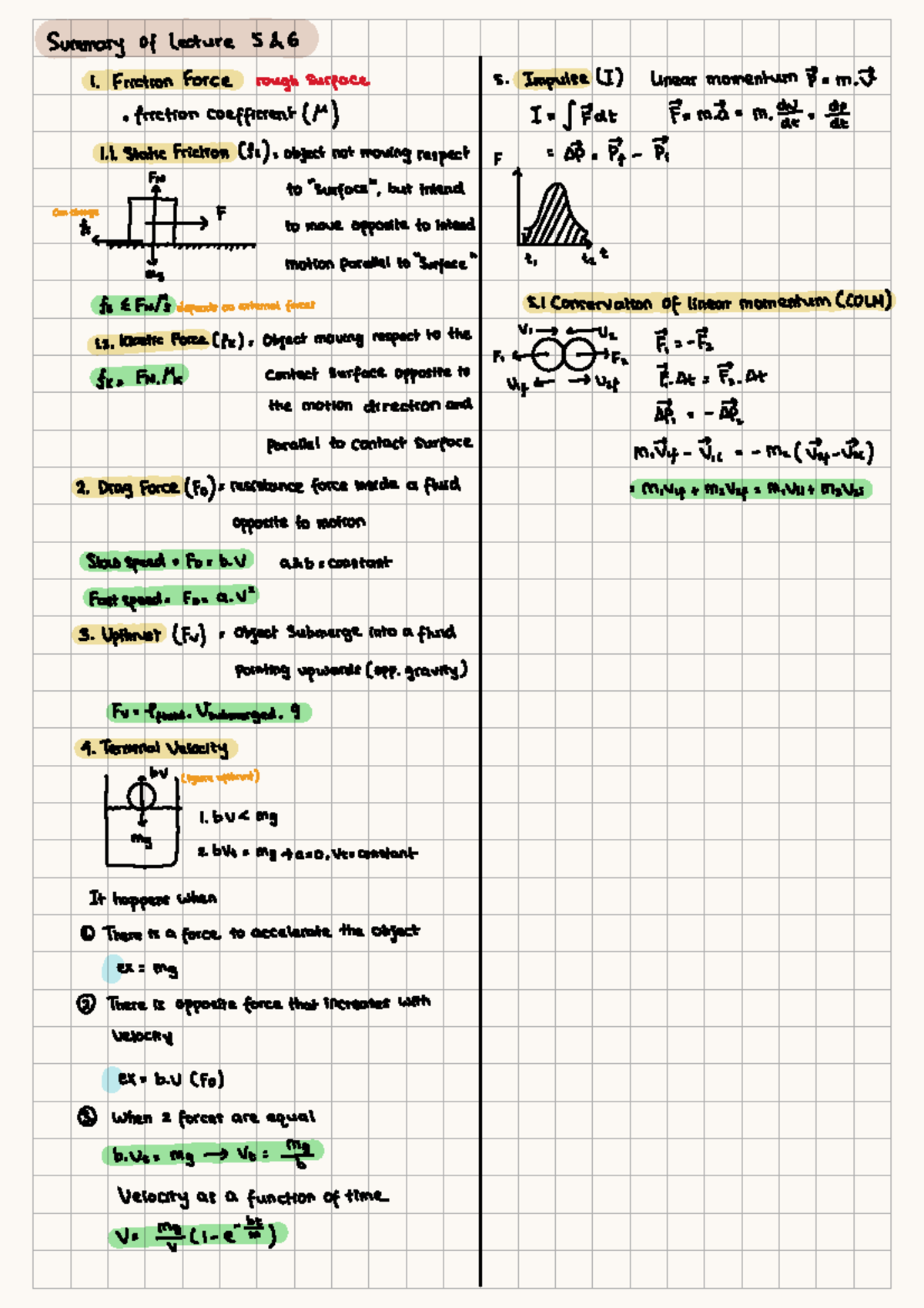PH1011 Lecture Summary: Friction and Momentum Concepts - Studocu