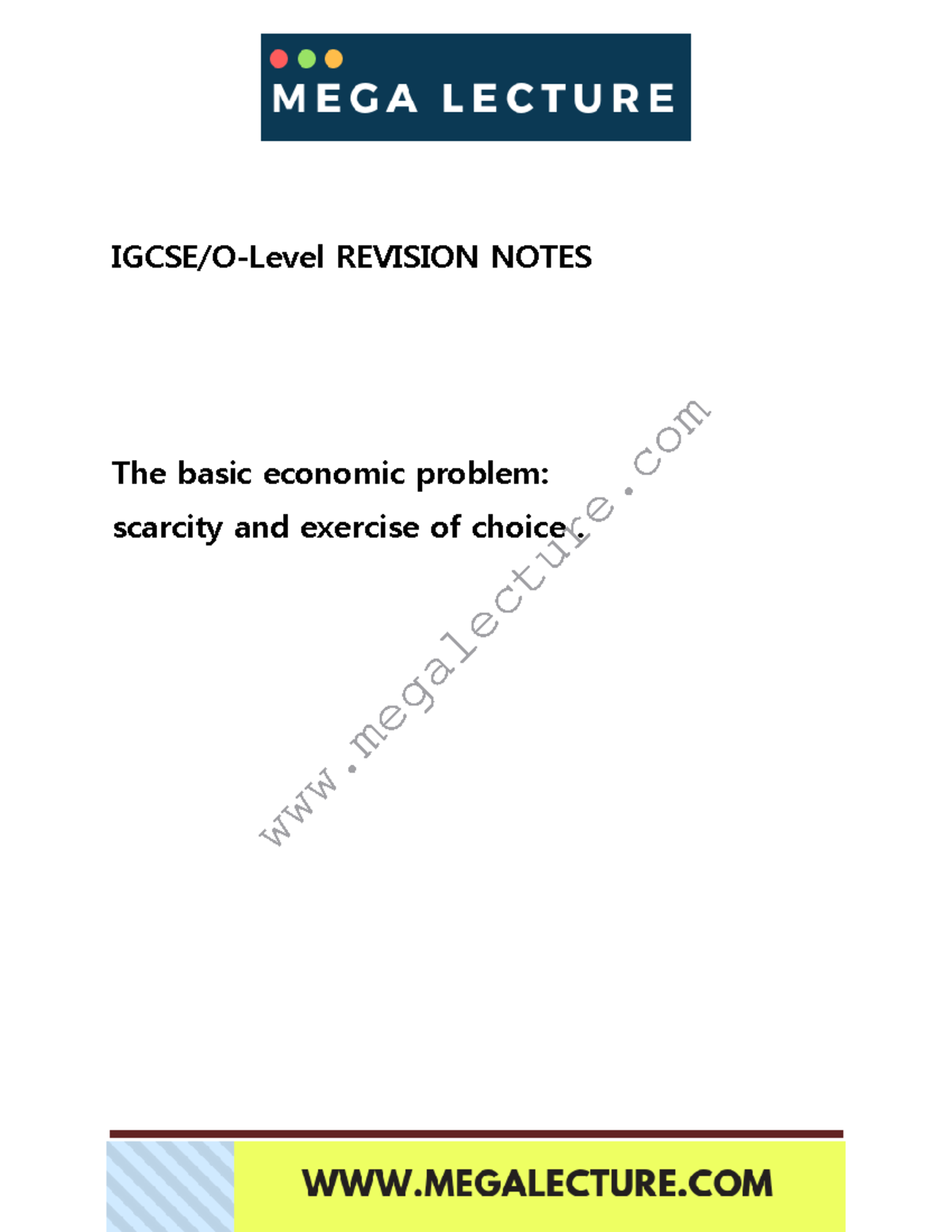 IGCSE Economics Revision Notes: The Basic Economic Problem and Resource ...